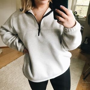 Tops | Fuzzy White Quarterzip | Poshmark